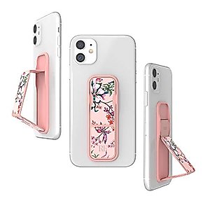 CLCKR Richmond Finch Phone Grip Holder and Expanding Stand, Universal Finger Grip Kickstand Compatible with iPhone 14/13/12, Samsung S22 and More, Multiple Viewing Angles, Pink Blooms Design