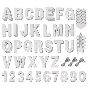 Juvale 126 Pieces Make Your Own Banner Kit - DIY Banner with Silver Glitter Letters A-Z, Numbers 0-9, Hearts, Stars, and 3 Strings
