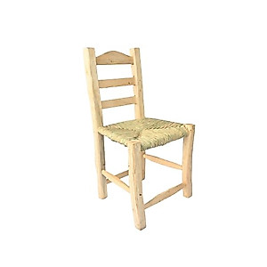 Set of 4 Chair Mexican of Handmade Wood Woven with Natural Tule Fiber, Artisan from Jalisco ideal restaurant, home, bar, hotel, garden, coffeshop, tequila