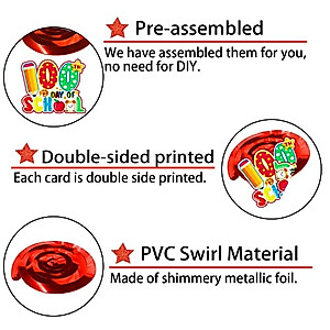 36 Pcs 100th Day of School Decorations Hanging Swirls, No-diy 100 Days of School Decorations Streams, 100 Items for 100th Day of School Foil Hanging for Kindergarten Pre-school Primary High School