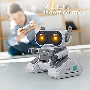 DoDoMagxanadu Robot Toys, Remote Control Robot Toy for Kids, RC Robots for Kids with LED Eyes and Music, Gift for Boys and Girls Ages 3+ Years (White)