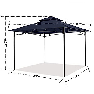 MASTERCANOPY Outdoor Garden Gazebo for Patios with Stable Steel Frame(10x12, Navy Blue)