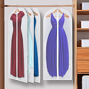 MuChoney Garment Bag 2 Pieces Evening Dress Garment Cover Suit Cover - Long Term Storage Of Jacket Coat Clothes Suit Protection Against Dust. (60"x24'', White)