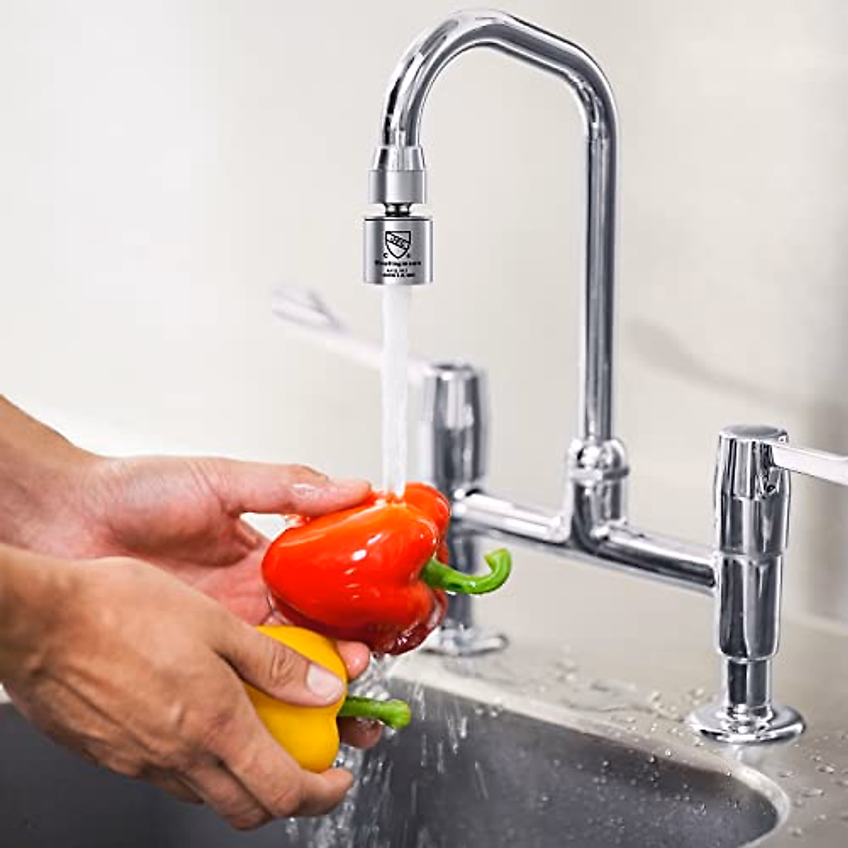 Swivel Faucet Aerator, Faucet Nozzle with 2 Spray Modes,360° NSF Rotate Kitchen Sink Faucet Attachment,Faucet Extender for Kitchen 55/64 inch Female Thread,Kitchen Sink Aerator Chrome