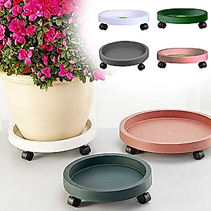 11Inch Heavy Duty Plant Caddy with Wheels,Plant Stand Round Flower Pot Mover, Rolling Plant Stand Pot Trolley,Potted Flower Mover Dolly with Casters Round Coaster for Indoor Outdoor (White)