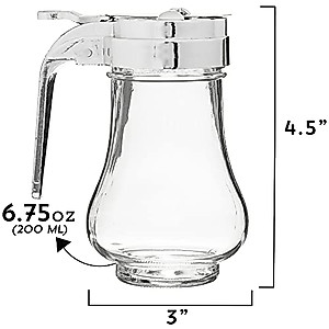 1 Syrup Dispenser 6.75oz (200mL)|Glass Bottle No-Drip Pourers for Maple Syrup, Honey|Pancake Syrup Dispenser by Back of House