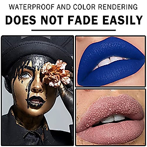 Dark Black Matte Lipstick Liquid Lipstick Velvet Lip Gloss Lip Stain Long Lasting Waterproof Non-stick Cup Lip Stick Halloween Lipstick Lip Tint Makeup labiales mate 24 horas originales - 06 Black
