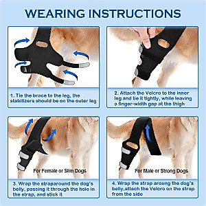 JOMMIE CHEN Dog Knee Brace for Torn ACL, Hind Leg Support Better Recovery with Dog Leg Adjustable Dog Acl Brace (Large)