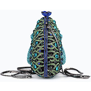 MOSSMON Peacock Luxury Rhinestone Crystal Evening Clutch Bag Sparkly Bride Wedding Party Purses for Women