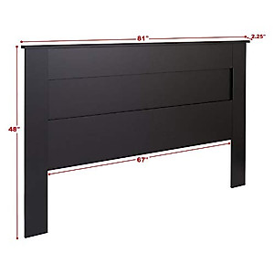 Pemberly Row Traditional Wood King Flat Panel Headboard in Black
