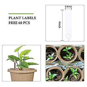 ZOUTOG Seed Starter Trays, 4 Inch Round Biodegradable Peat Pots, for Your Garden, Greenhouse or Nursery, 60 Packs, Bonus 60 Plant Labels