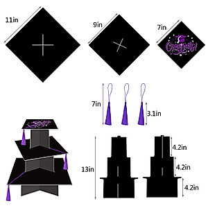 Graduation Decorations 2024 Graduation Cap Cupcake Stand with Tassel Graduation Party Favors Table Decor Grad Party Supplies (Purple)