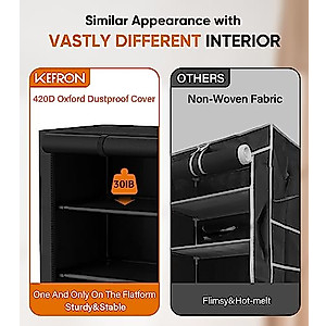 kefron Narrow Shoe Rack Organizer with Oxford Dustproof Cover, 0.13㎡ 10 Tiers 20-22 Pairs Tall Shoe Storage Rack for Closet Enteryway Vertical Shoe Organizer Shell