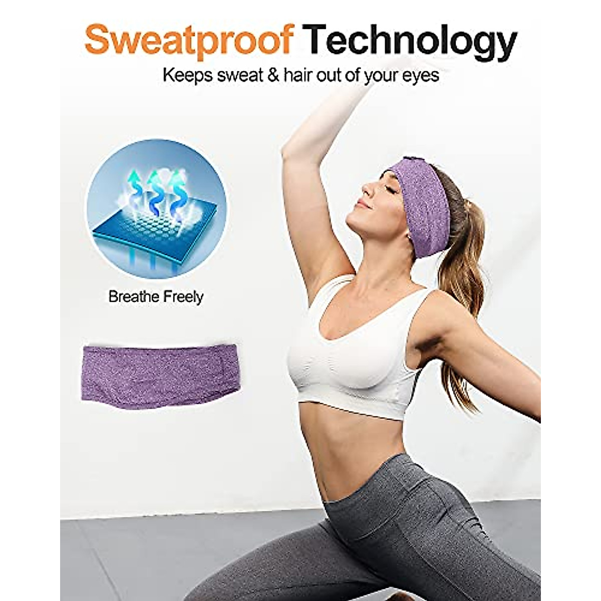 Sleep Headphones Sports Headphones Headband,Fulext Sleeping Bluetooth Headphones Sleep Mask with Ultra-Thin HD Stereo Speakers Perfect for Side Sleepers Insomnia,Workout,Jogging,Yoga,Travel,Gift Idea