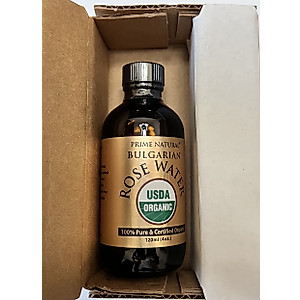Rose Water Spray 4oz/120ml - USDA Certified Organic - Facial Toner, Hydrating Mist for Face & Hair - Bulgarian, 100% Pure, Natual, Preservative-Free, Moisturizer from Fresh Rose Petals