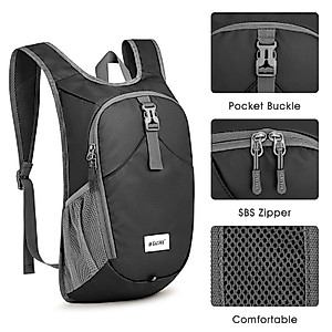 G4Free 10L Hiking Backpack, Lightweight Small Hiking Daypack Small Outdoor Travel Foldable Shoulder Bag, Black