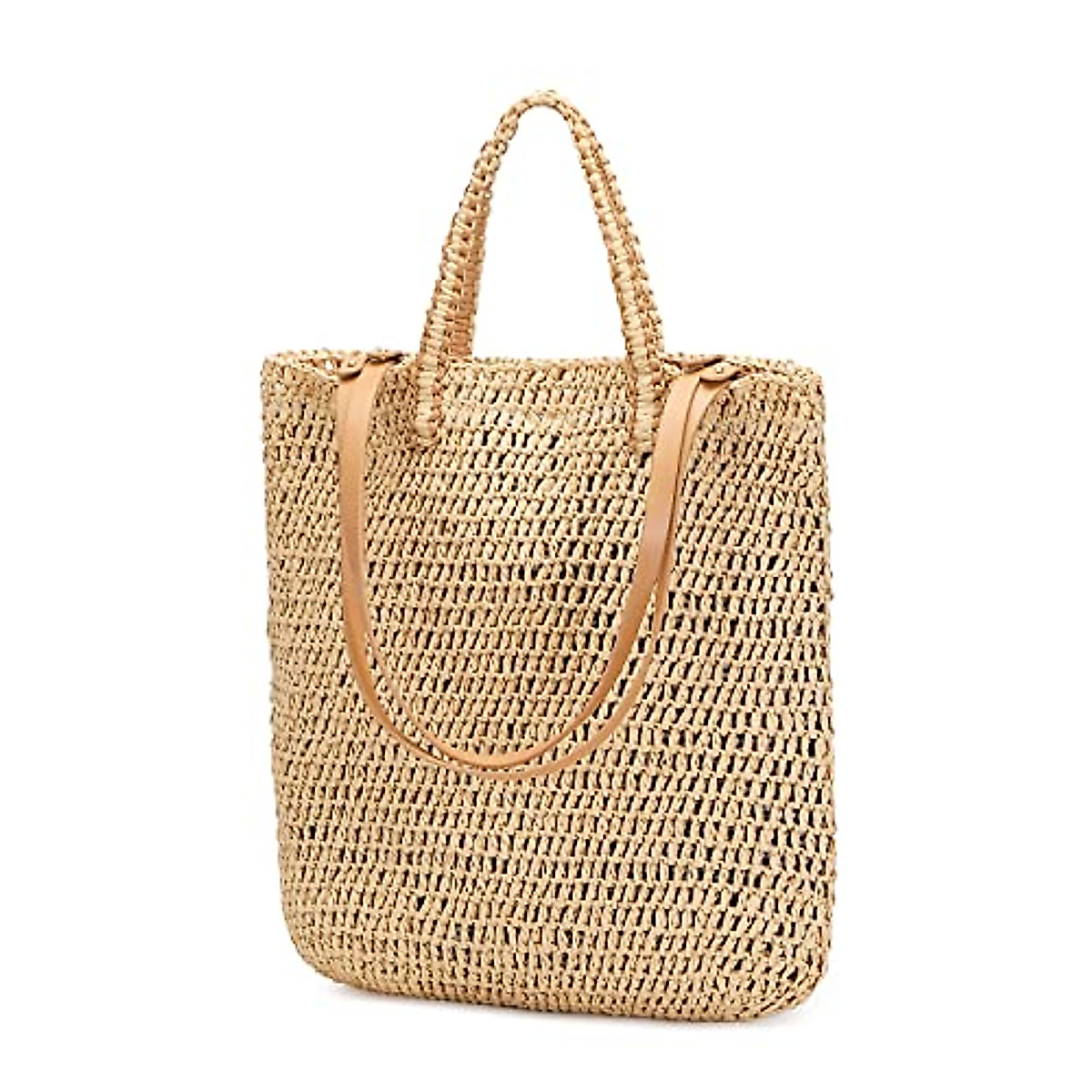 Lam Gallery Women's Straw Tote Shoulder Bag Summer Beach Bags Large Capacity Woven Handbag (Natural Color)