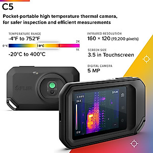 FLIR C5 Compact Thermal Imaging Camera with Wi-Fi for Inspection, Electrical/Mechanical, Building, and HVAC Applications