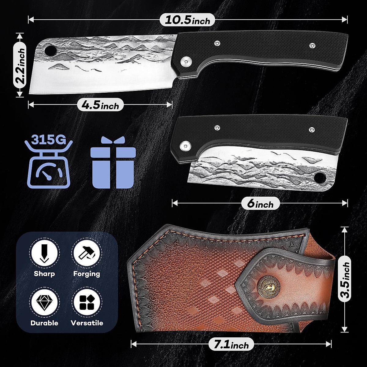 Freelander Folding Chef Knife,6" Portable Cooking Knife,High Carbon Stainless Steel Blade with G10 Handle,Suitable for Home Kitchen and Outdoor Camping