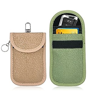 JXE JXO Faraday Bags, Faraday Bag for Key Fob, Faraday Cage, Key Fob Protector, Faraday Pouch, Car RFID Signal Blocking, Anti-Theft Pouch, Anti-Hacking Case Blocker Orange & Cyan(2 Pack)