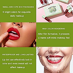 6 Colors Lip Tint Stain Set,Korean Velvet Water Lip Tint,Natural Lip and Cheek Tint, Long lasting Non-Stick Cup Waterproof Lip Tint Makeup