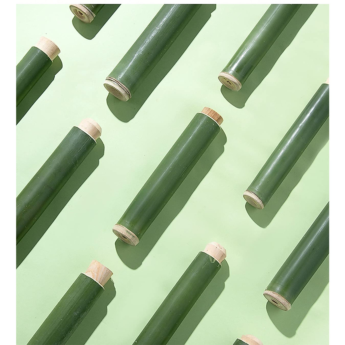 WellieSTR (Outer Dia.3~3.5cm 10Sets Fresh Handmade Natural Mini Bamboo Wrapped Sticky Rice Steamer,Chinese Snack Tool, Banboo Tubes,Zongzi ZhuTongFan