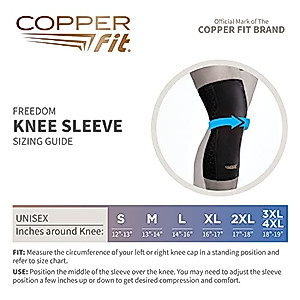 Copper Fit Freedom Unisex Knee Compression Sleeve, Large