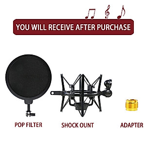 Blue Spark Shock Mount with Pop Filter, Windscreen and Shockmount to Reduce Vibration Noise Matching Mic Boom Arm for Blue Spark SL Microphone by YOUSHARES