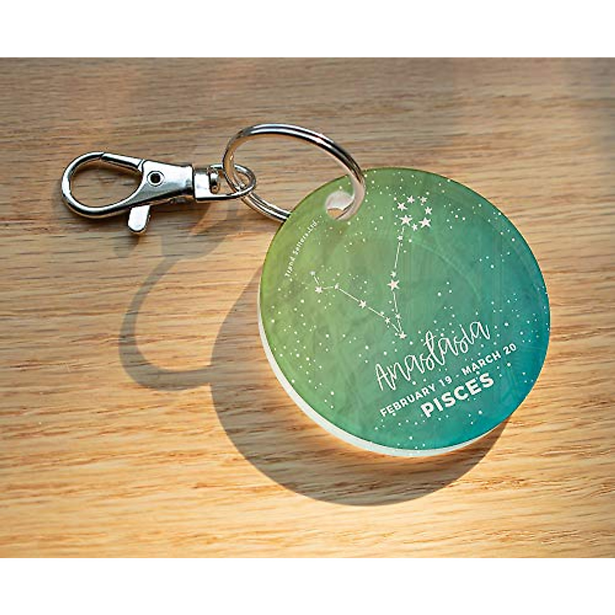 Trend Setters Ltd. – Pisces Zodiac - Personalized –Acrylic Keychain – Fused Image Birthday Gift Stocking Stuffer