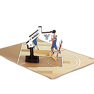 Basketball Pop Up Card, Blank Handmade 3D Sports Greeting with Envelope for Happy Birthday, Father's Day, Anniversary, Valentine's for Him Boy Men Dad Husband Boyfriend Brother Son Nephew Kid Friend