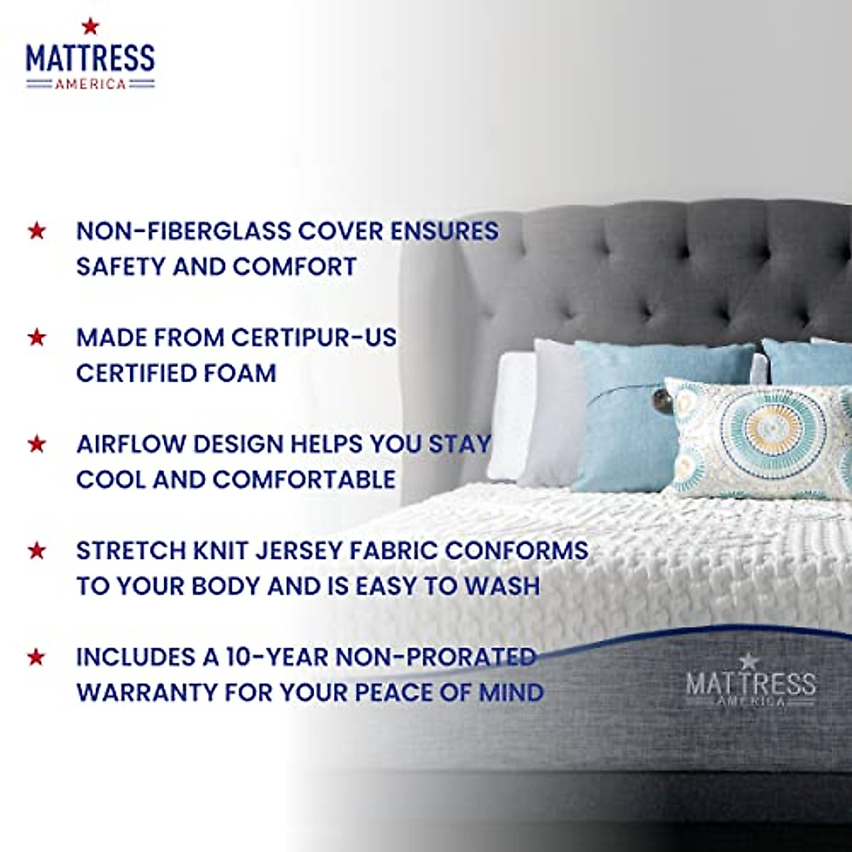 Mattress America 12 Inch Revive Gel Memory Foam Mattress Full Comfort | Advanced Gel Technology to Maintain Body Temperature | CertiPUR-US Certified | King…