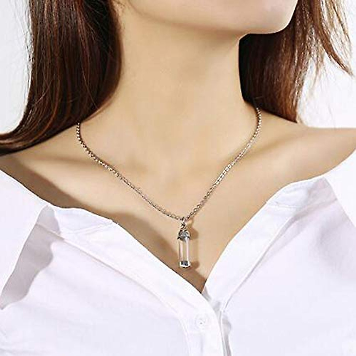 Urn Necklace for Ashes Hourglass Glass Cremation Jewelry Openable Container Pendant Vial Tube