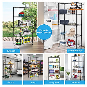 EFINE 5-Shelf Shelving Units and Storage on Wheels with Shelf Liners Set of 5, NSF Certified, Adjustable Carbon Steel Wire Rack for Garage, Kitchen, Office(63H X 30W X 14D)