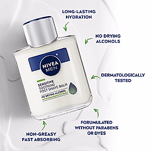 Nivea Men Sensitive Post Shave Balm with Vitamin E, Chamomile and Witch Hazel Extracts, 3 Pack of 3.3 Fl Oz Bottles