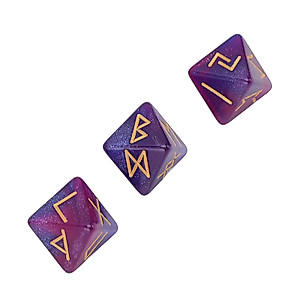CHICIRIS Rune Dice,Polyhedral Dice Set,3Pcs Rune Dice 8 Sided Star Sky Mystic Vivid Colors Astrology Learning Prediction Polyhedral Dice Set for Adults(Purple Blue)