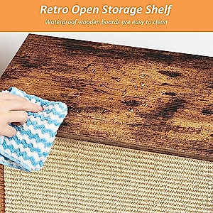 Modern End Table with Cat Bed, Cat Scratching Post Wood Cat Furniture Table Side Table with Small Cat House Cat Bed Table with Replaceable Sisal Scratch Scratching Pad Mat for Living Room Bedroom