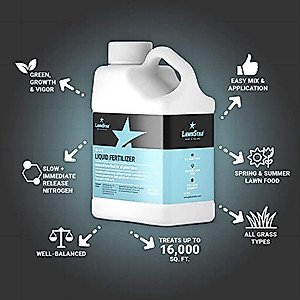 Balanced 16-4-8 Nutrient Liquid Fertilizer (1 Gallon) - Premium Lawn Food, NPK with Added Seaweed Extract, Treats Common Deficiencies, Safe for All Grass Types