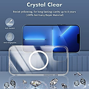 Mgnaooi Magnetic Clear for iPhone 13 Pro Max Case Compatible with Magsafe[Yellow Resistant][Military Grade Tested] Hard PC with Soft Edges Cover, Slim Shockproof Case for iPhone 13 Pro Max,Clear