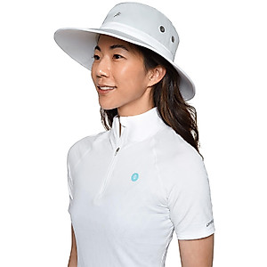Coolibar UPF 50+ Men's Women's Matchplay Golf Hat - Sun Protective (Large/X-Large- Silver/White)