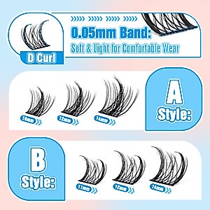 DIY Lash Extension Kit, Lash Cluster 80 Pcs with Strong Hold Lash Bond and Seal and Cluster Eyelashes Applicator Tool Eyelash Extensions Kit for Self Applicator at Home