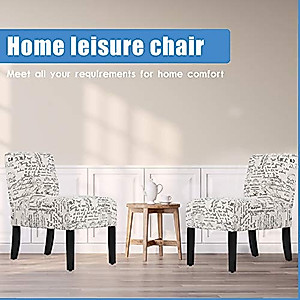 Accent Chair Dining Chairs Armless Chair for Living Room Armless Chair Modern Accent Chair Elegant Design Modern Fabric Living Room Chairs Set of 2 with Solid Wood Legs Home Furniture,White