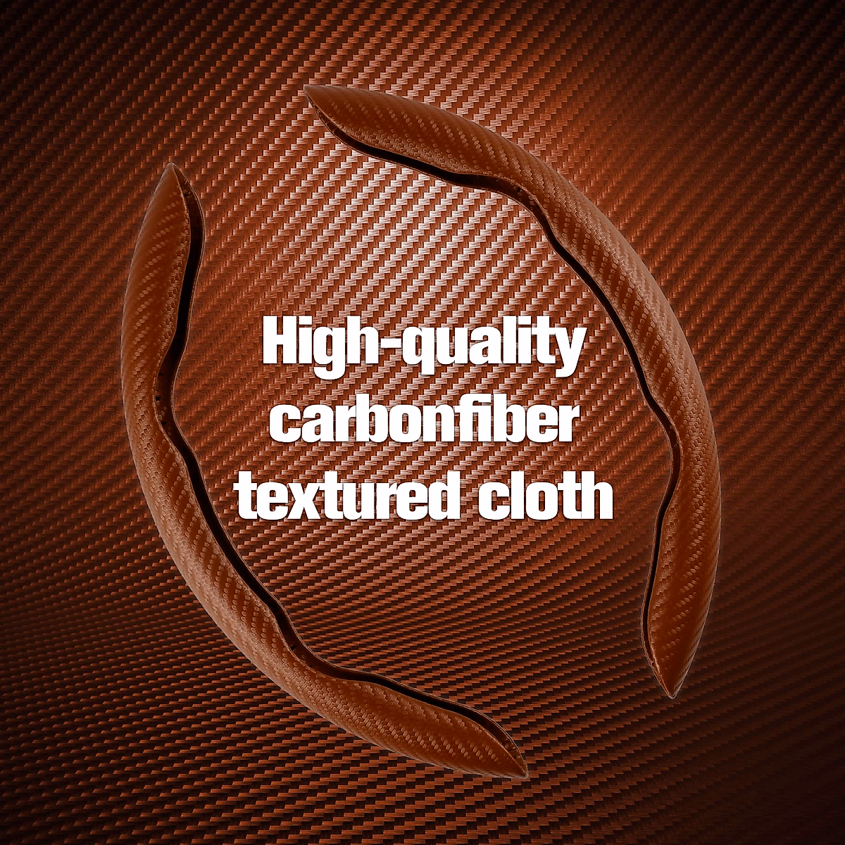 Amiss Car Carbon Fiber Anti-Skid Steering Wheel Cover/ Interior Accessories, Segmented Butterfly Universal 99% Wheel Cover Protector (Champagne)