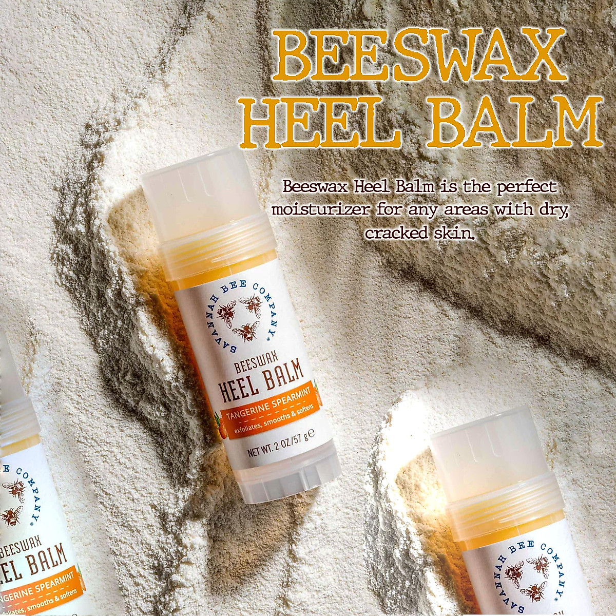 Savannah Bee Company Beeswax Heel Balm - Foot Balm for Cracked Heels with Tangerine Fragrance