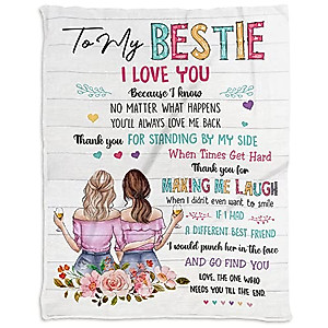 Pawzity Best Friend Blankets for Women, Bestie Blanket Friends - Best Friend for Best Friends, Bestfriend, Xmas Friend Gifts - Friendship Throw Blanket