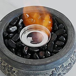 TURBRO Retro Cement Tabletop Fire Pit for Outdoor - Ventless Fire Bowl, Odorless, Smokeless - Fueled by Ethanol Alcohol - Antique Gray