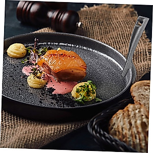 OFFSCH Steak Plate Fork Toaster Oven Pan Stainless Steel Frying Pan Metal Cooking Utensils Bowl Gripper Fajita Skillet Clip Stainless Frying Pan BBQ Clamps Cookware Holder BBQ Clips Black