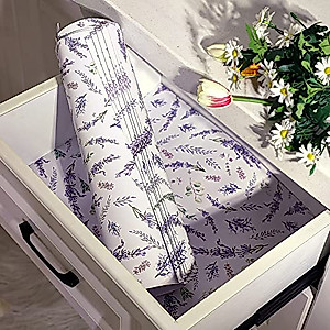 BBTO 10 Sheet Fragrant Drawer Liners for Dresser Lavender Scented Cabinet Liners for Shelves 15.8 x 22 Inch Paper Liner for Drawers and Cabinets Non Adhesive Drawer Paper Liner (Lavender Style)
