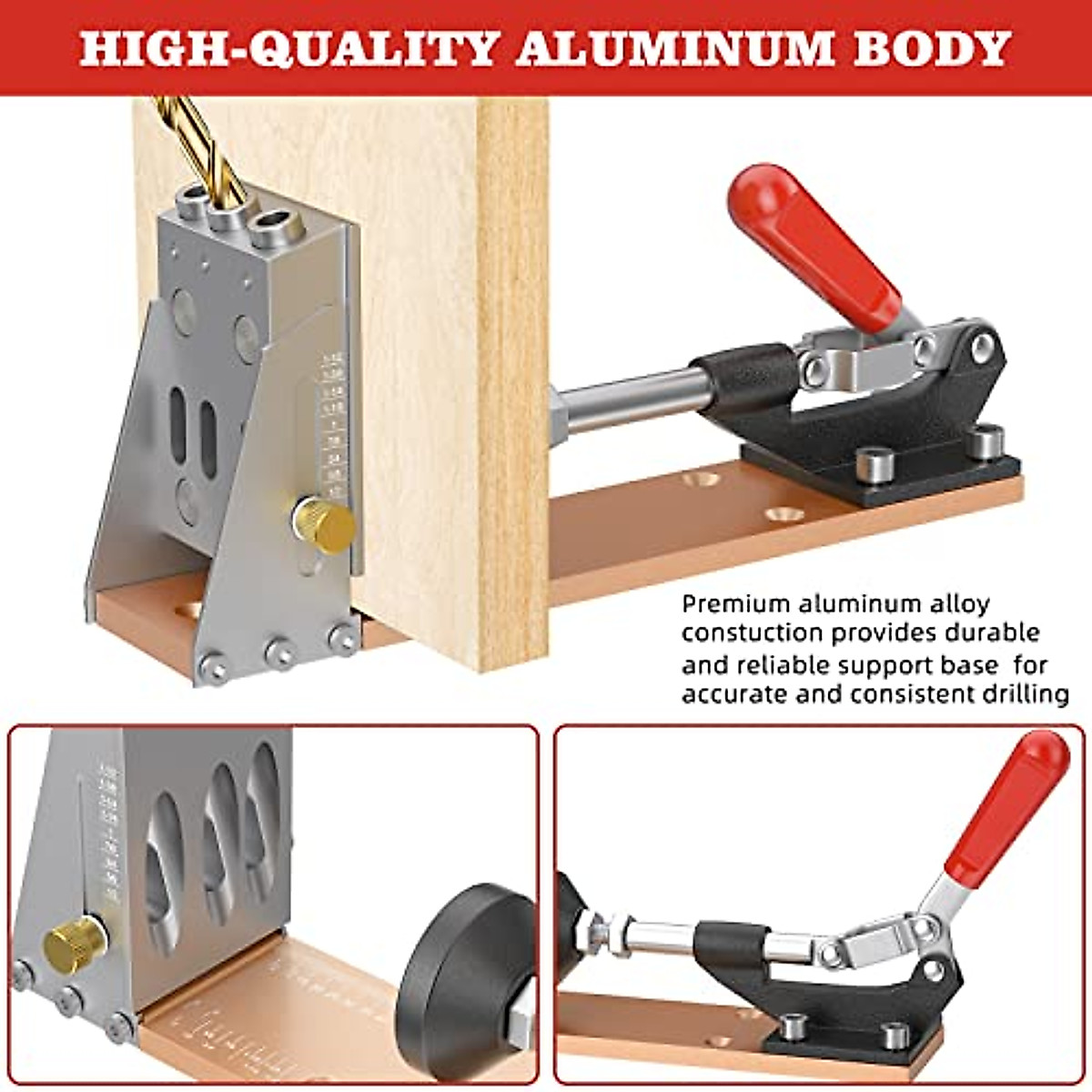 Pocket Hole Jig Kit, Professional and Upgraded Metal Pocket Screw Jig (JIG)