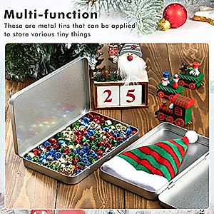 Metal Rectangular Tin Metal Hinged Lid Tin Metal Empty Box Container Silver Rectangular Storage Tin Box with Lid for Watercolor Jewelry Makeup Pill Candy Craft Organize (10 Pieces)