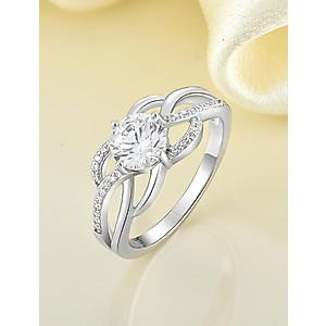 YL Celtic Knot Rings 925 Sterling Silver Twisted Ring Cubic Zirconia Infinity Statement Rings for Women-size8